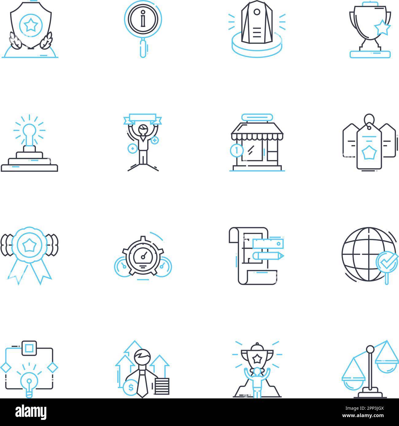 Skill progression linear icons set. Advancement, Growth, Development ...