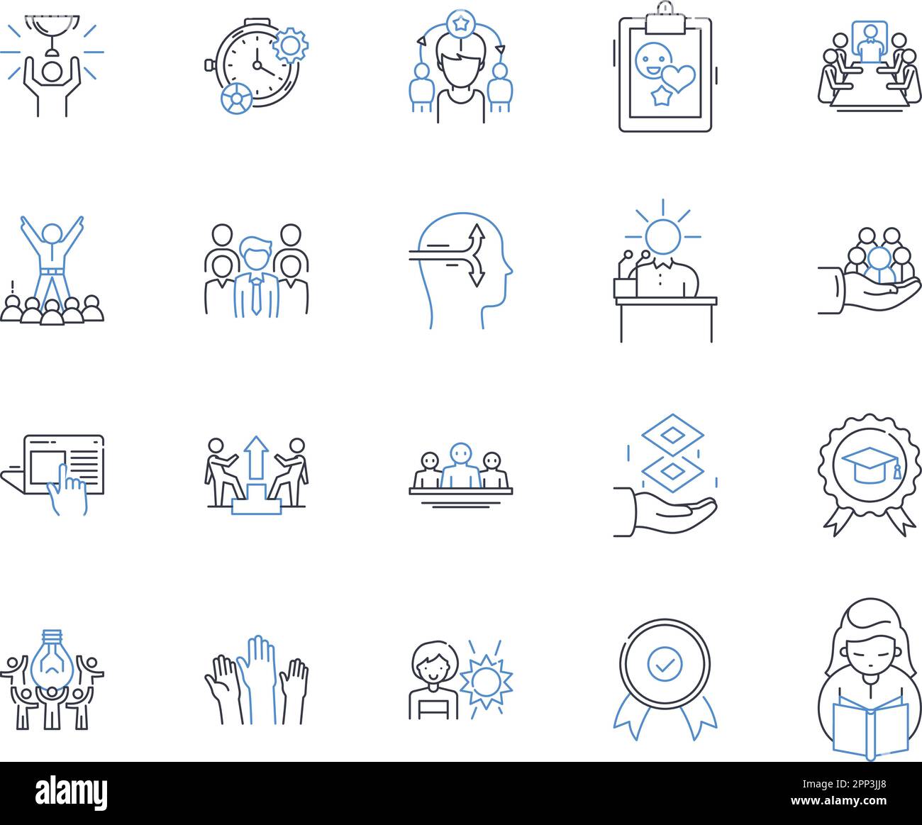 Job preparation line icons collection. Interview, Resume, Cover Letter ...