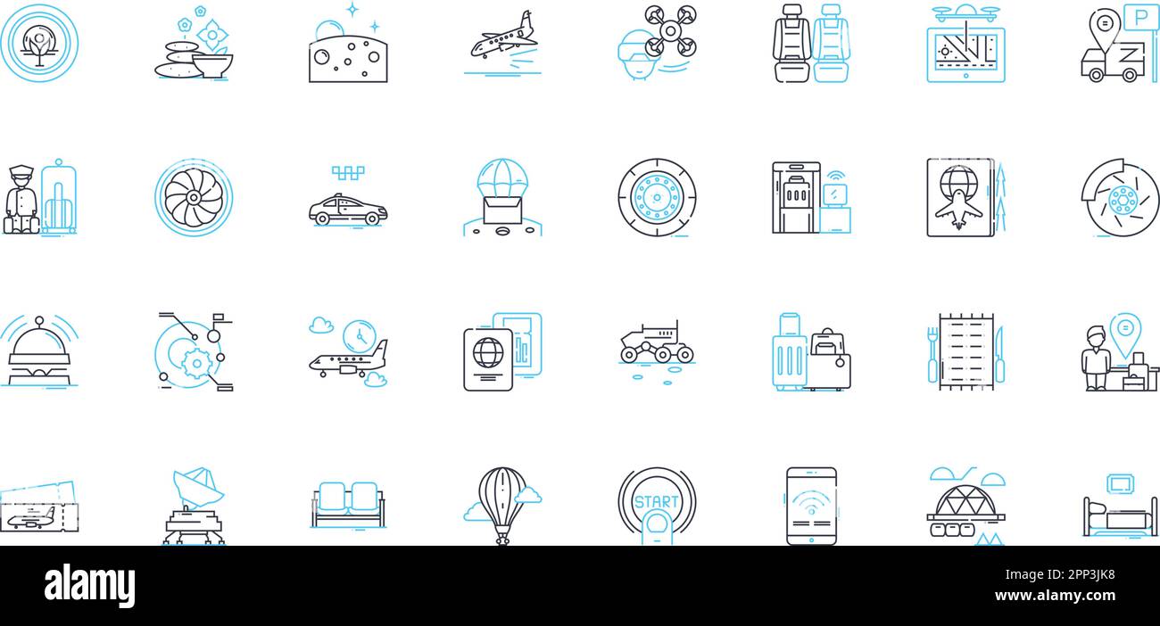 Accommodation linear icons set. Lodging, Shelter, Housing, Rooms, Stay ...