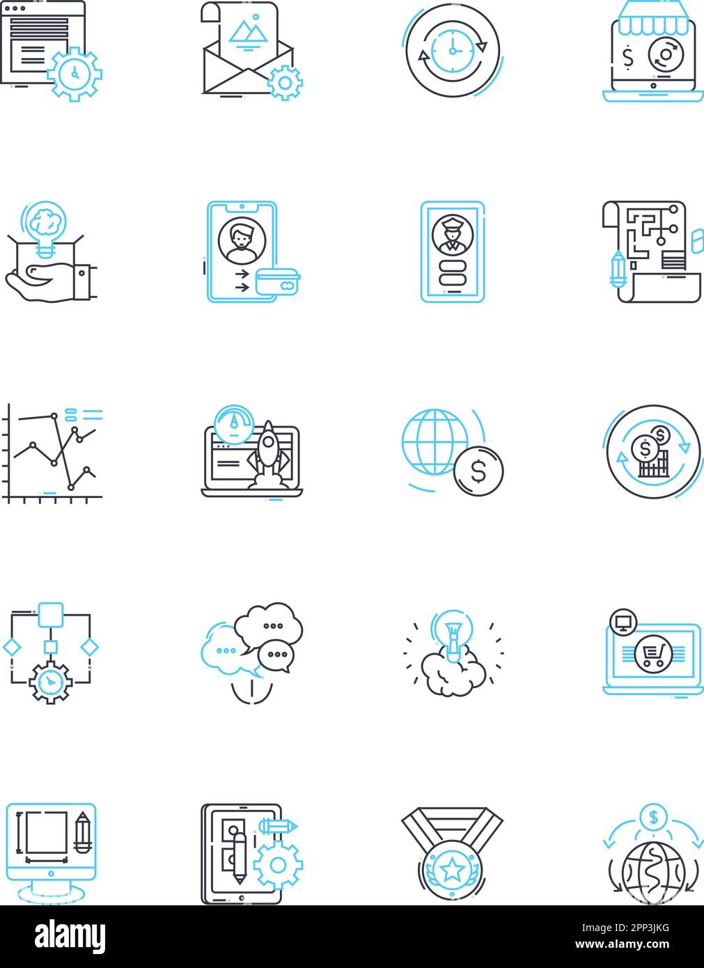 Business Structure Linear Icons Set Hierarchy Organization Management Leadership Strategy
