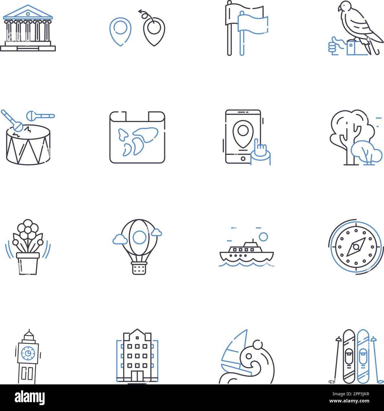 Wanderlust curator line icons collection. Exploration, Adventure ...