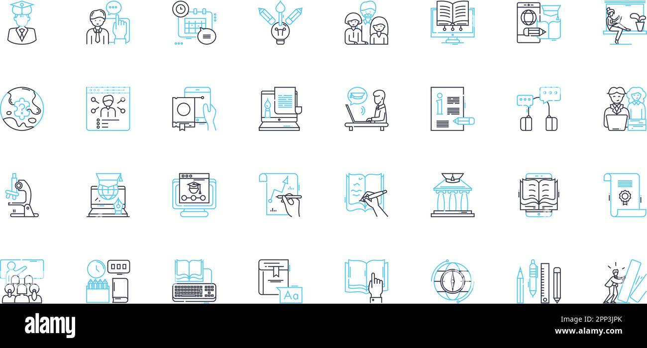 Remote coursework linear icons set. Online, Distance, Virtual, Digital ...