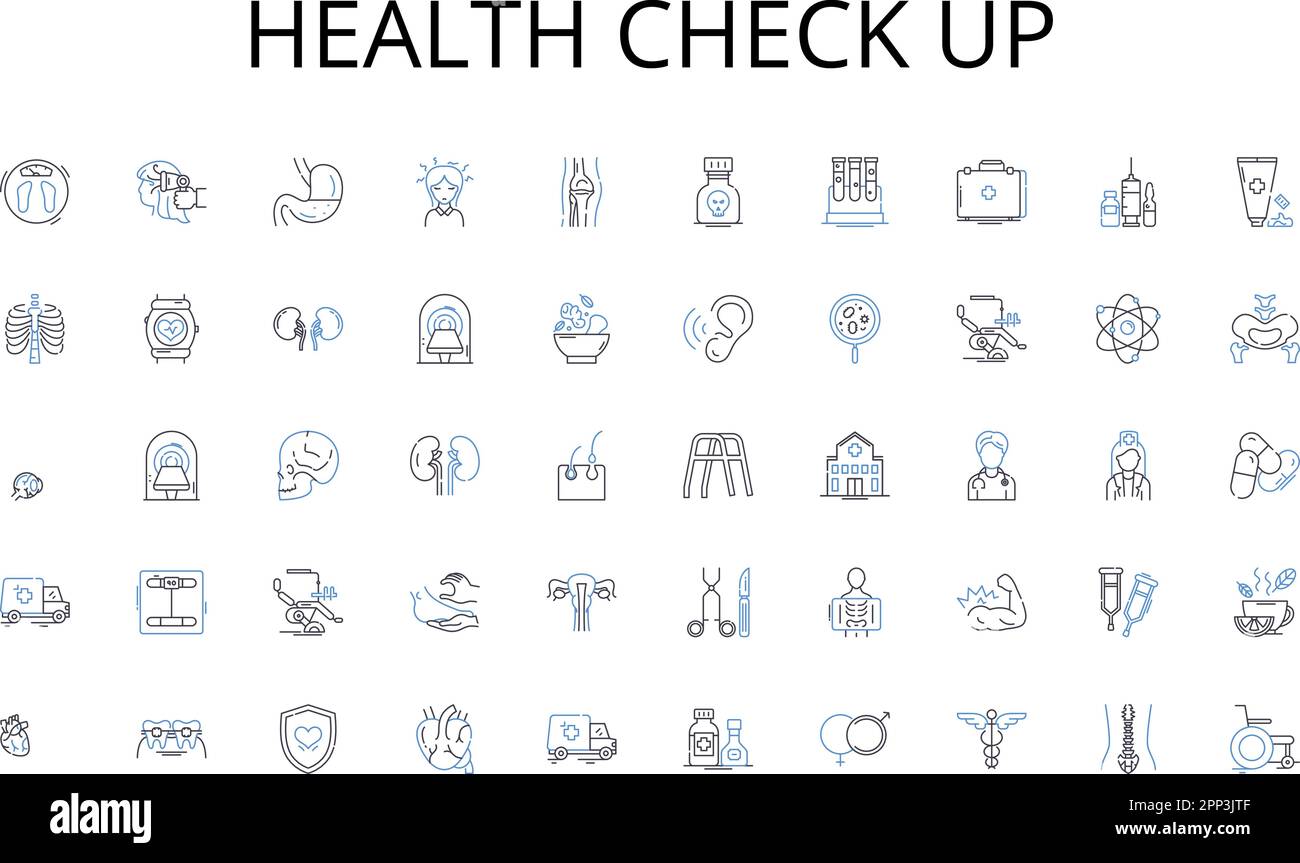 Health check up line icons collection. Engine, Transmission, Suspension ...