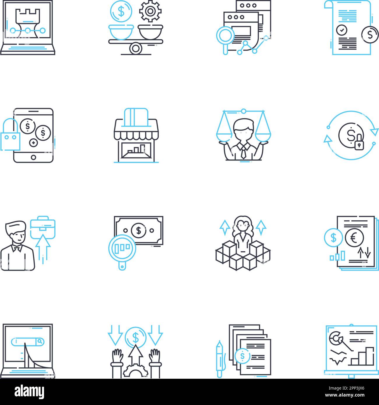 Credit linear icons set. Score, Limit, Debt, Report, Card, History, Interest line vector and ...