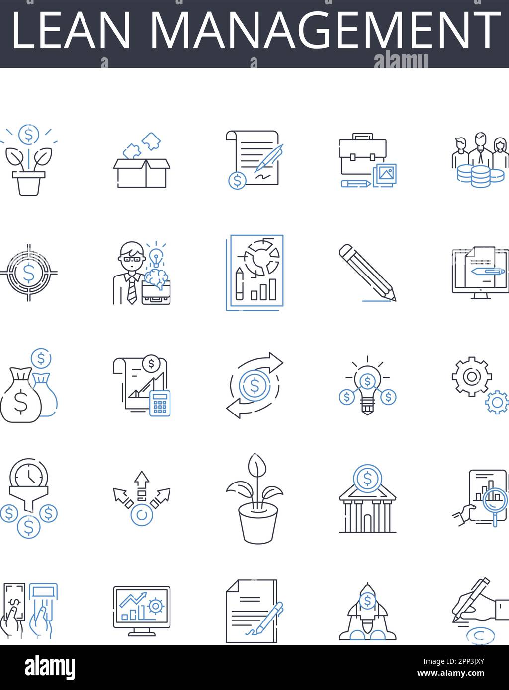 Lean Management line icons collection. Agile Management, Green Energy ... Lean Management line icons collection. Agile Management, Green Energy ...