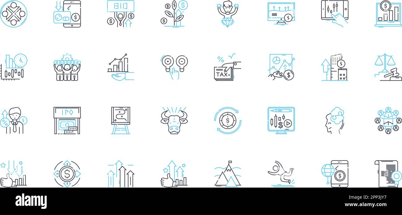 Financial guidance linear icons set. Budgeting, Investing, Retirement ...