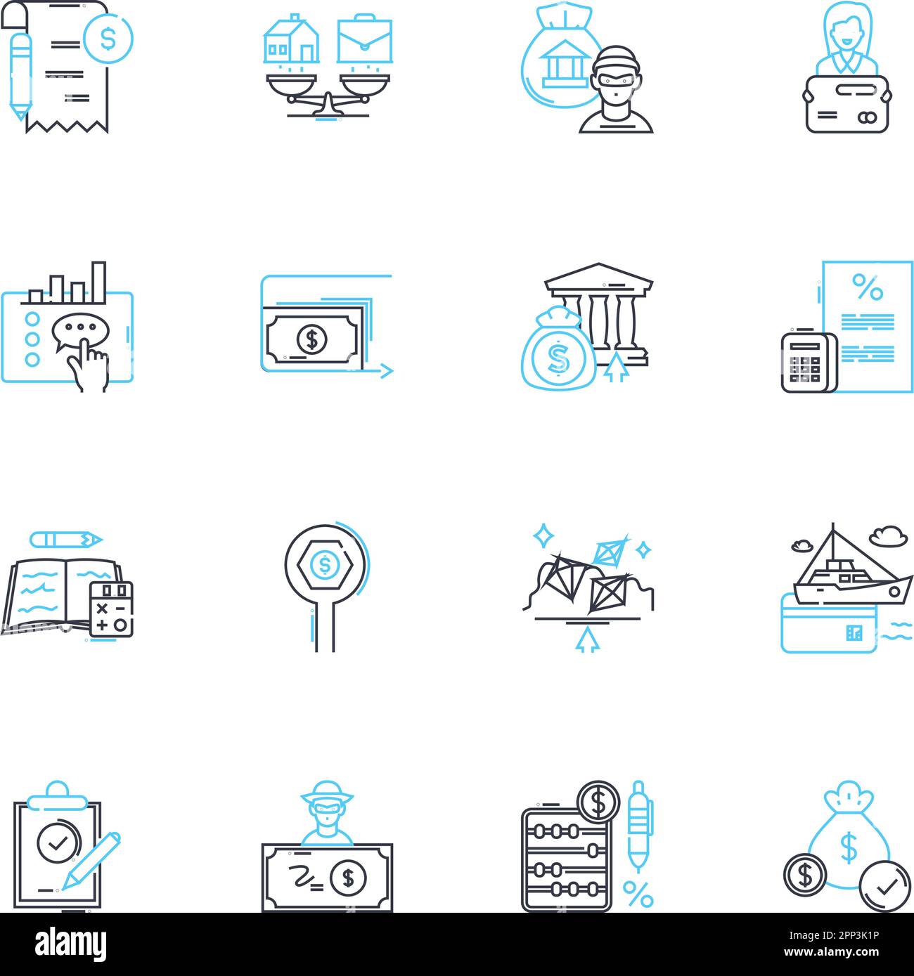 Banking services linear icons set. Deposits, Withdrawals, Loans ...