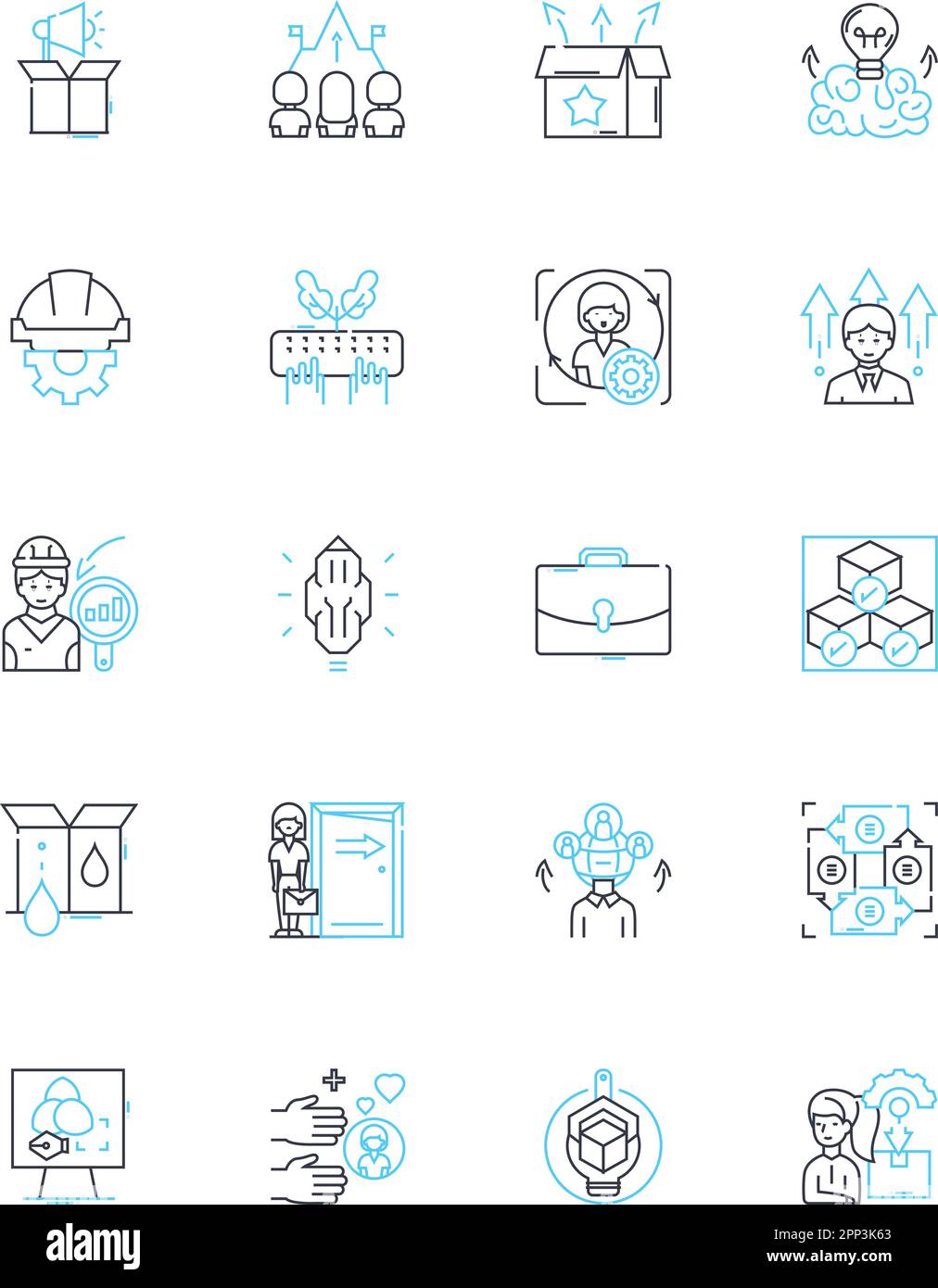 Project Coordination Linear Icons Set Planning Organization Collaboration Communication