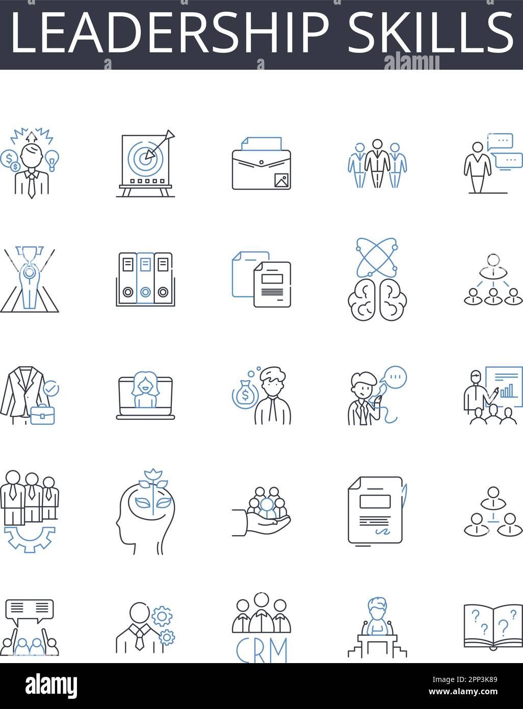 Leadership skills line icons collection. Branding, Reputation ...