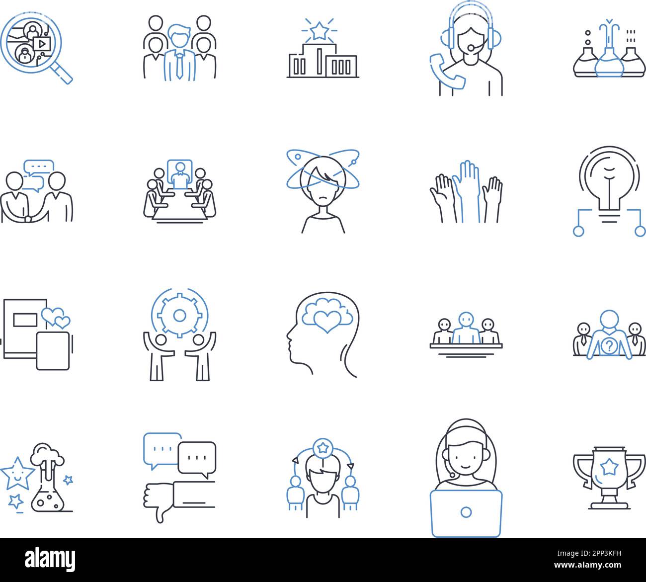 Practice And Sales Line Icons Collection Prospecting Pipeline Follow