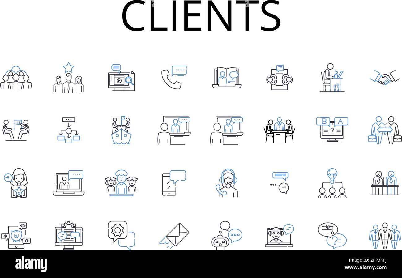 Clients line icons collection. Customers, Patrons, Buyers, Consumers, Visitors, Guests, Shoppers ...