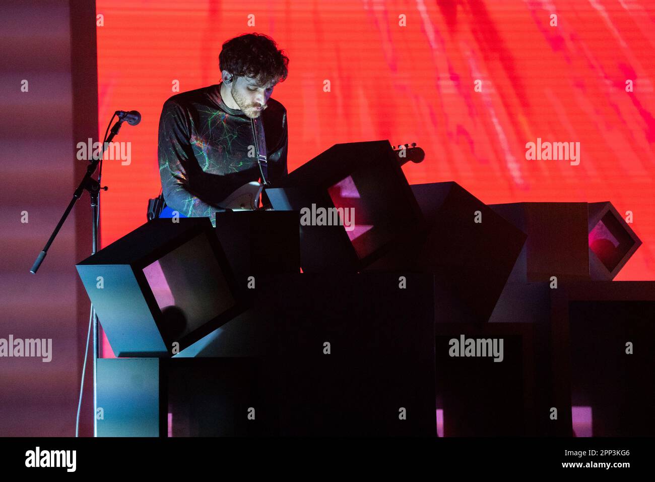 Matthew Lewin of Magdalena Bay performs at the Coachella Music and Arts ...