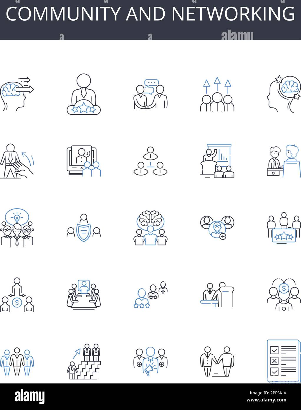Community and networking line icons collection. Society, Group ...