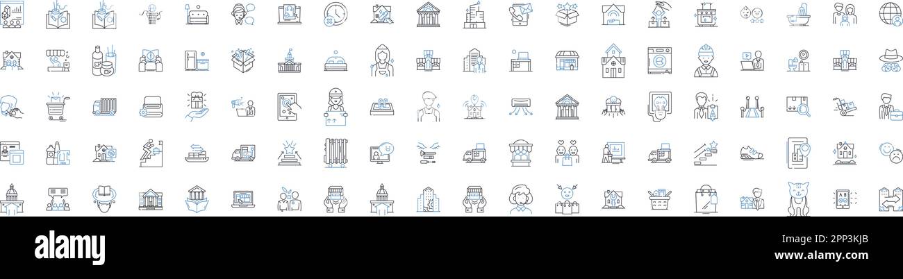 City line icons collection. Vibrant, Cosmopolitan, Urban, Thriving ...