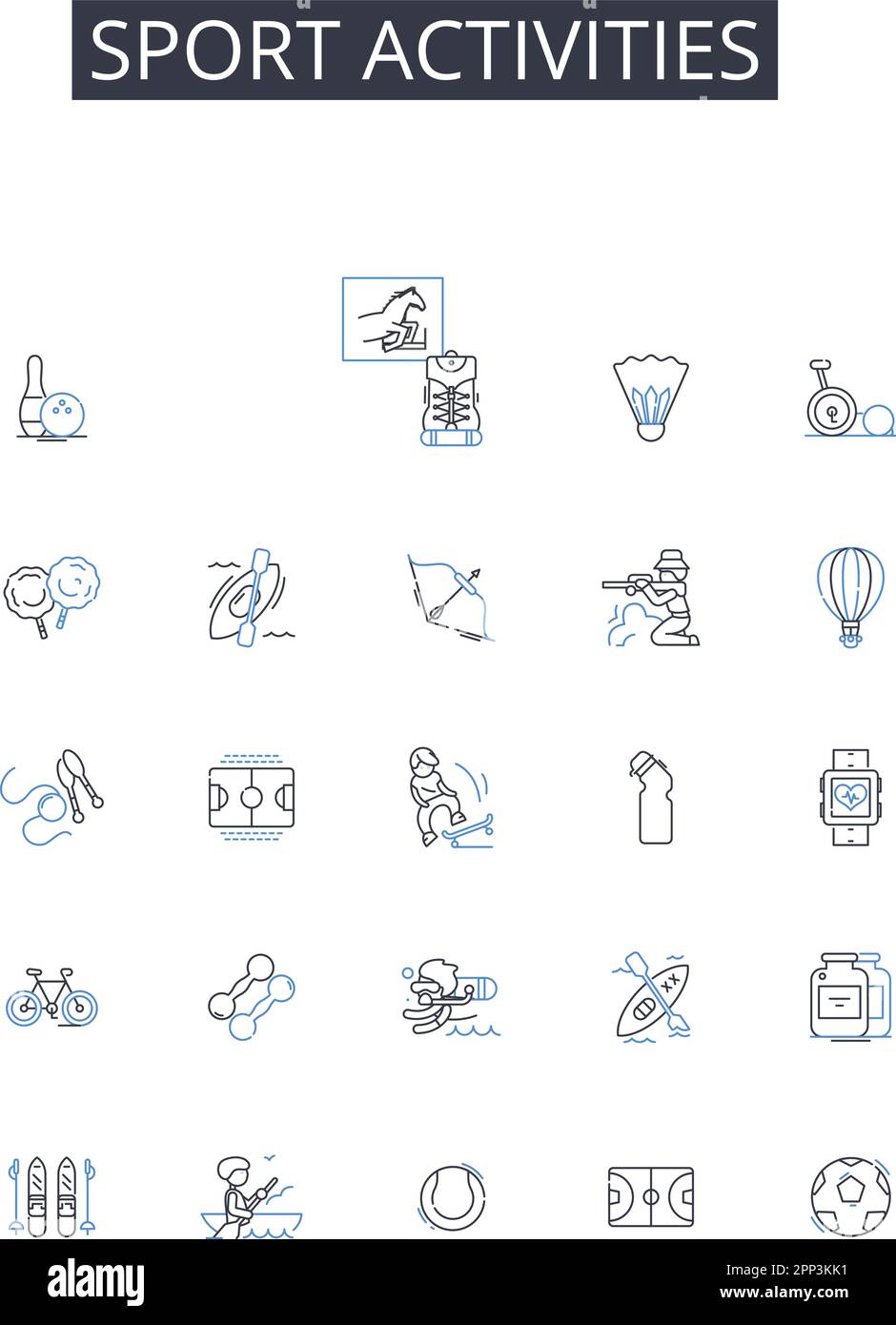 Sport activities line icons collection. Exercise routines, Leisure ...