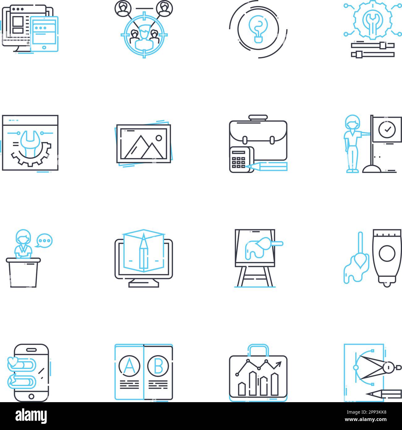 Company linear icons set. Innovative, Dynamic, Reliable, Professional ...