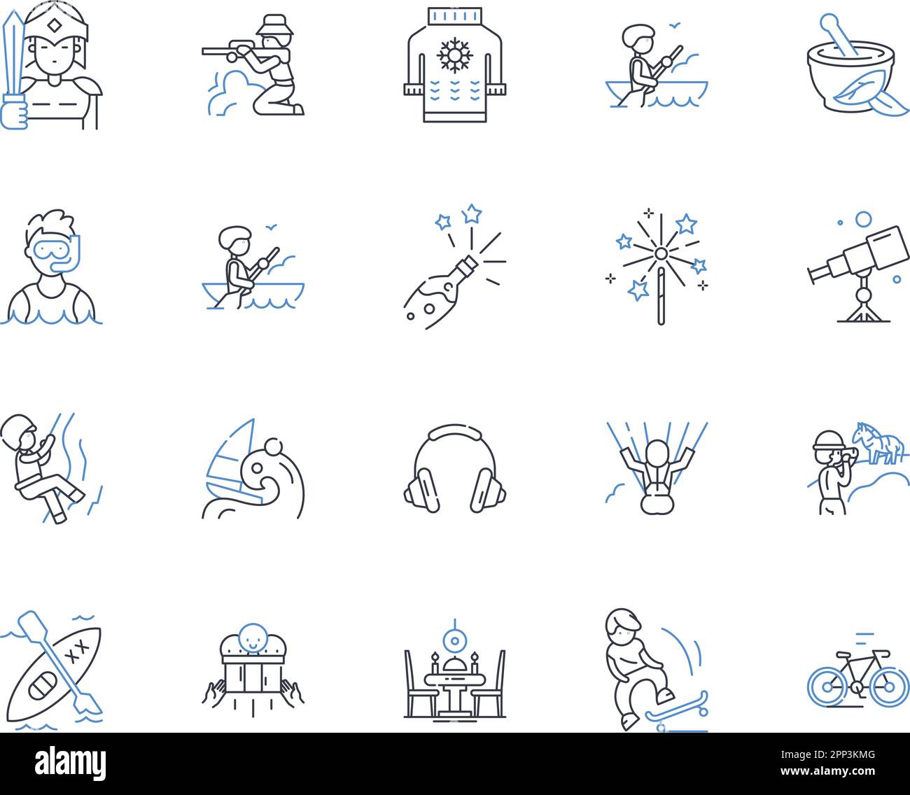 Outdoor expeditions line icons collection. adventure, wilderness ...