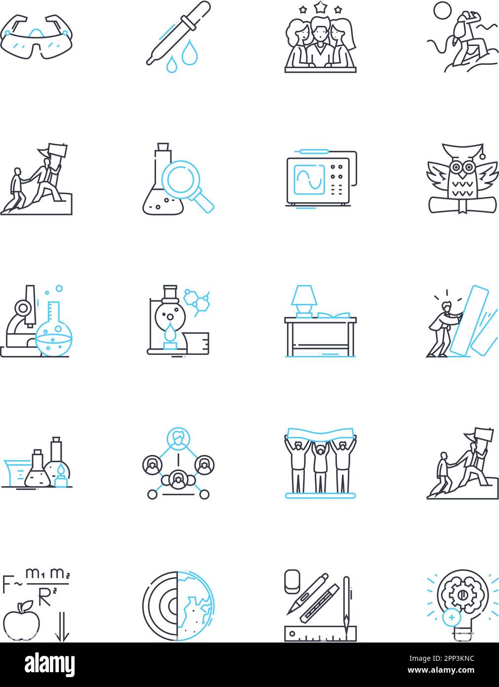 College linear icons set. Learning, Pursuit, Scholarship, Knowledge ...