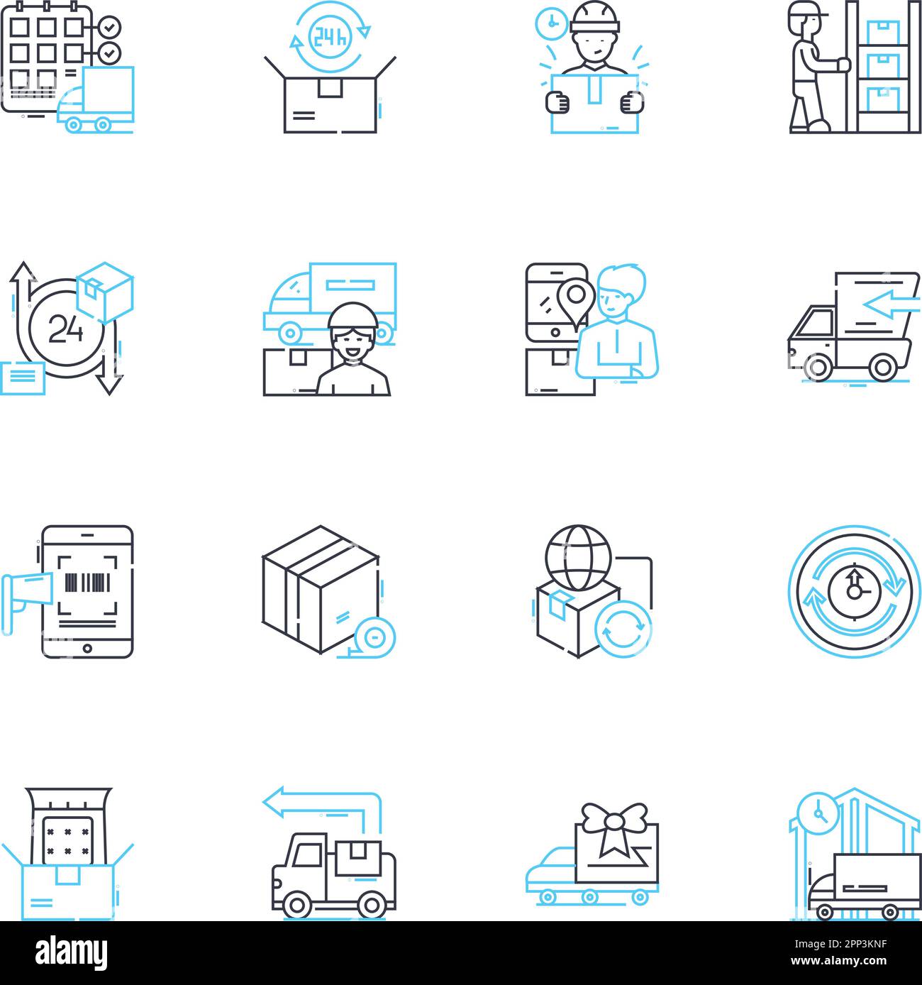 Transportation services linear icons set. Logistics, Shipment, Courier ...