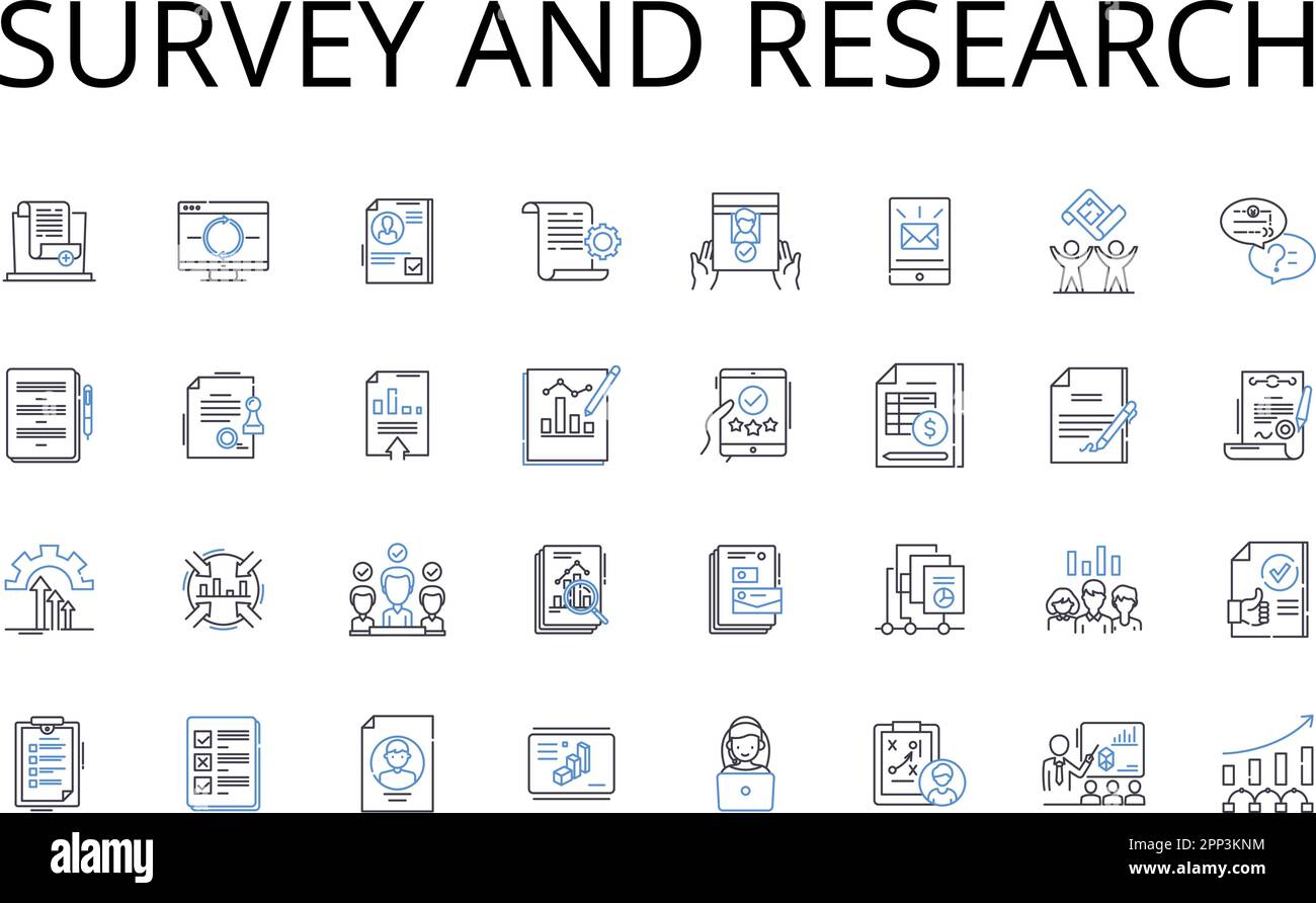 Survey And Research Line Icons Collection Census Sampling Investigation Query Scrutiny