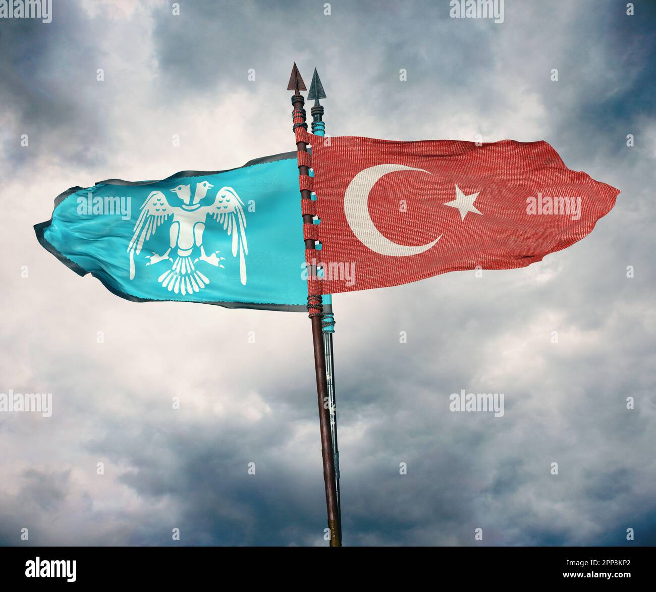 Seljuk State Flag, Turkish Republic Flag Stock Photo - Alamy