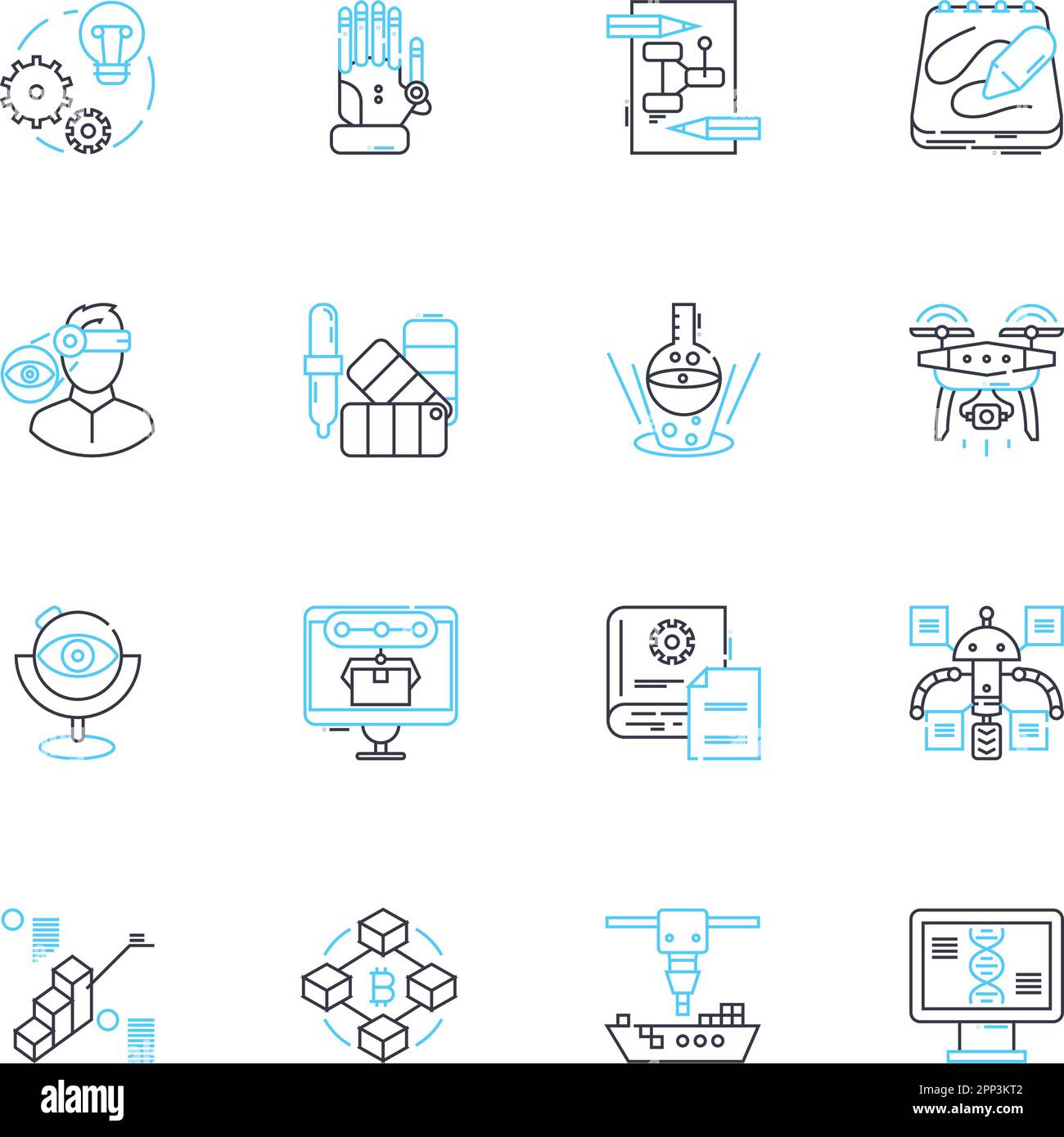 Self-driving cars linear icons set. Automation, Autonomy, Driverless ...