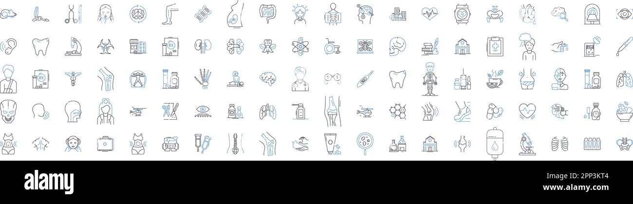 Medical approach line icons collection. Diagnosis, Treatment, Surgery ...