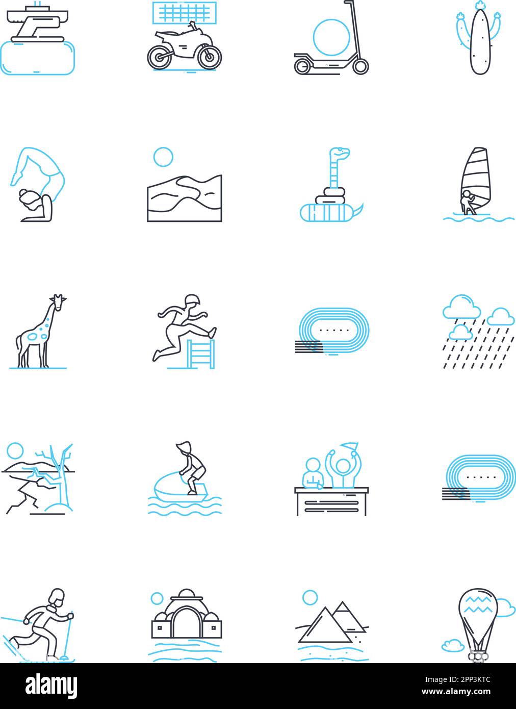Adrenaline-fueled travel linear icons set. Thrill, Adventure ...