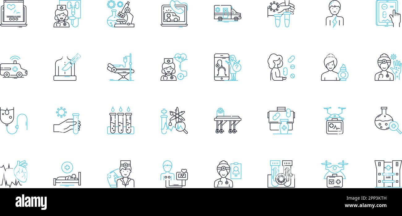 Medical clinic linear icons set. Diagnosis, Treatment, Health, Wellness ...
