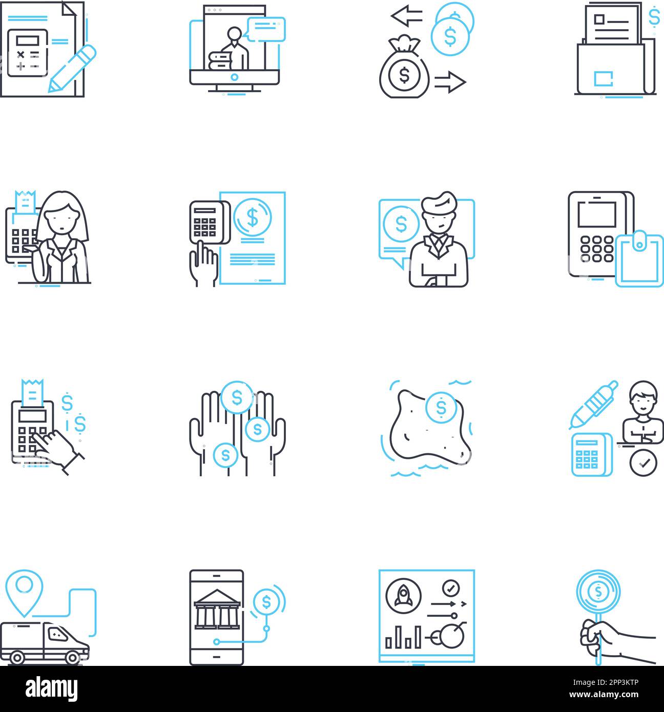 Corporate finance linear icons set. Assets, Balance sheet, Bonds ...