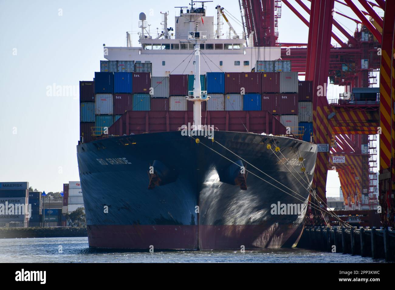 Container Ships Being Unloaded in Port Melbourne by Cranes, Port ...