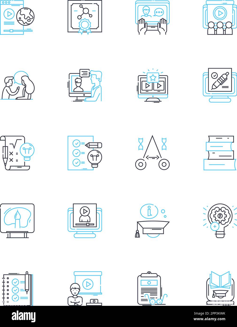 Knowledgeable institution linear icons set. Learning, Education ...