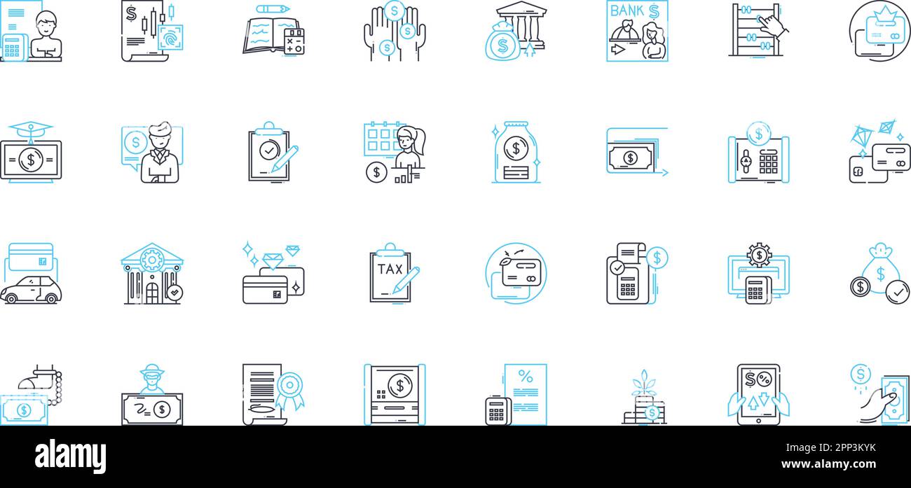 Investment management linear icons set. Futures, Stocks, Bonds, Options ...