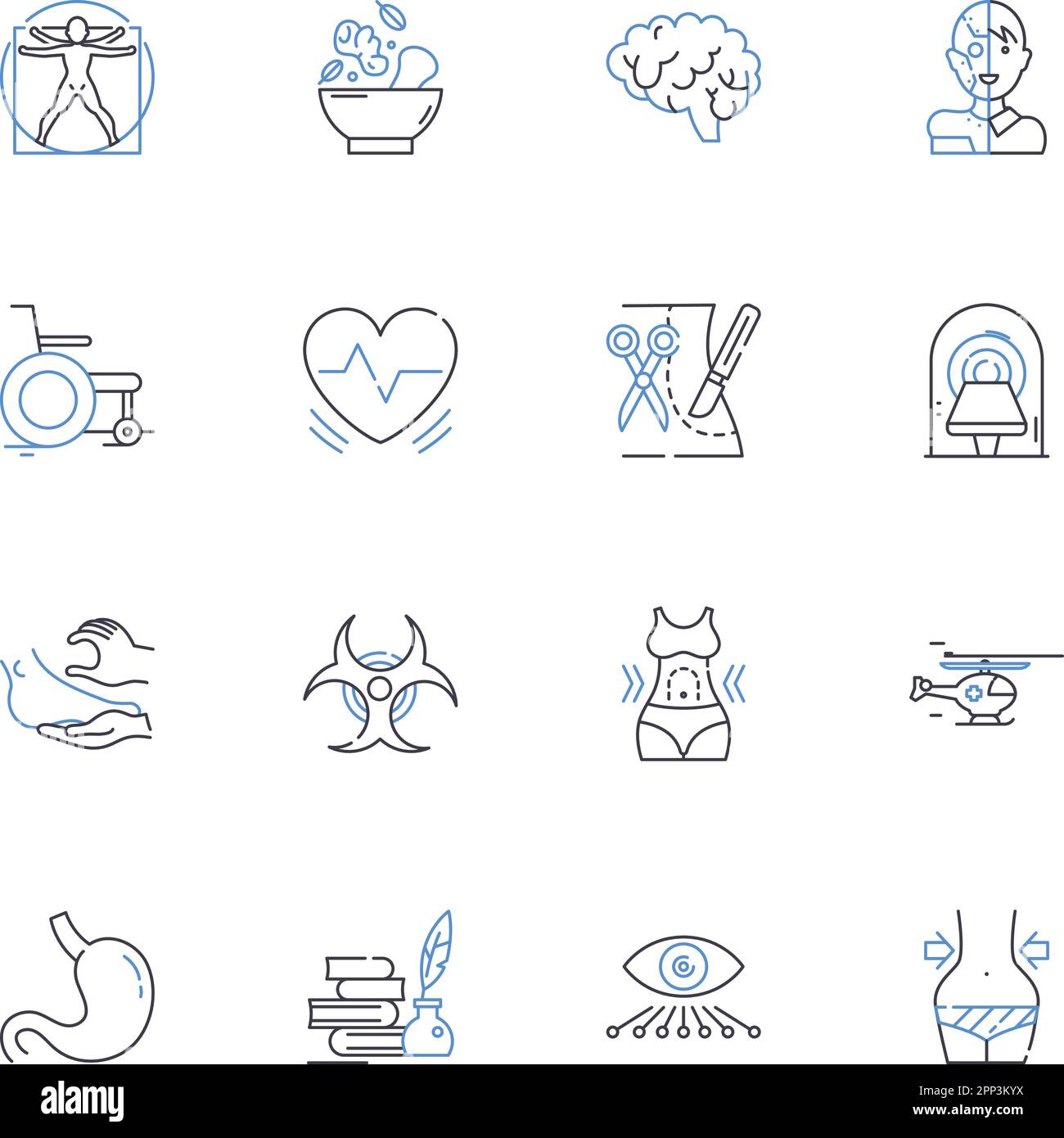 Physical therapy line icons collection. Rehabilitation, Mobility, Strengthening, Flexibility ...