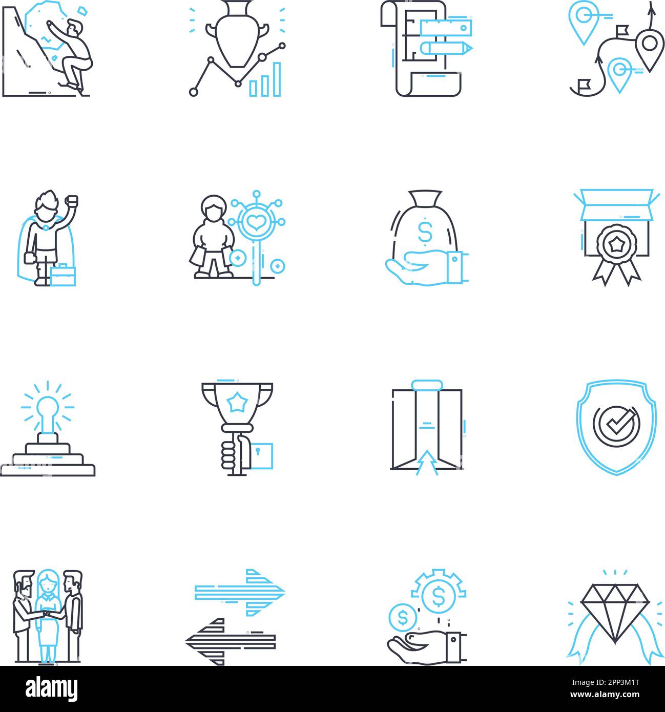 Organizational Review Linear Icons Set Assessment Analysis Audit Evaluation Examination