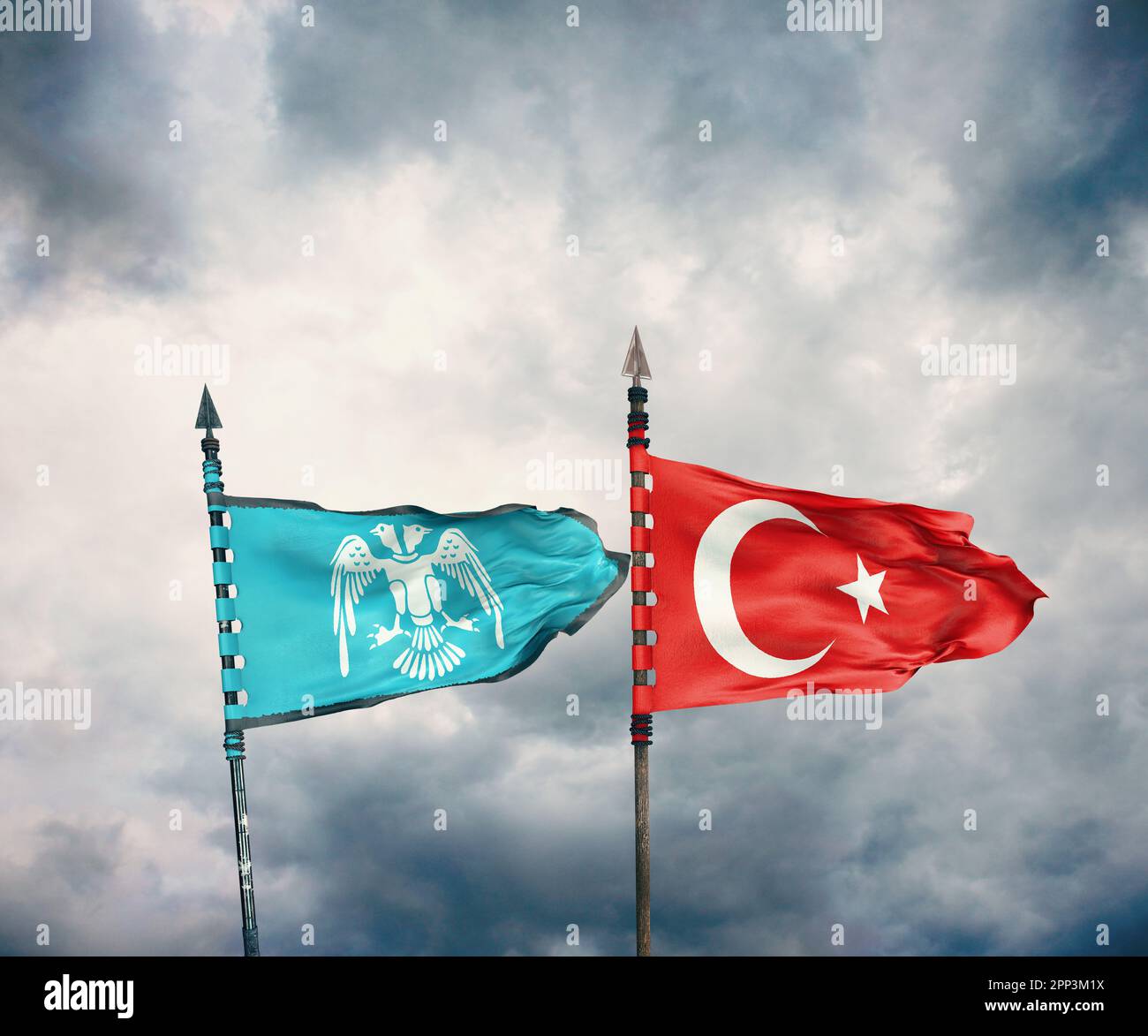 Seljuk State Flag, Turkish Republic Flag Stock Photo - Alamy