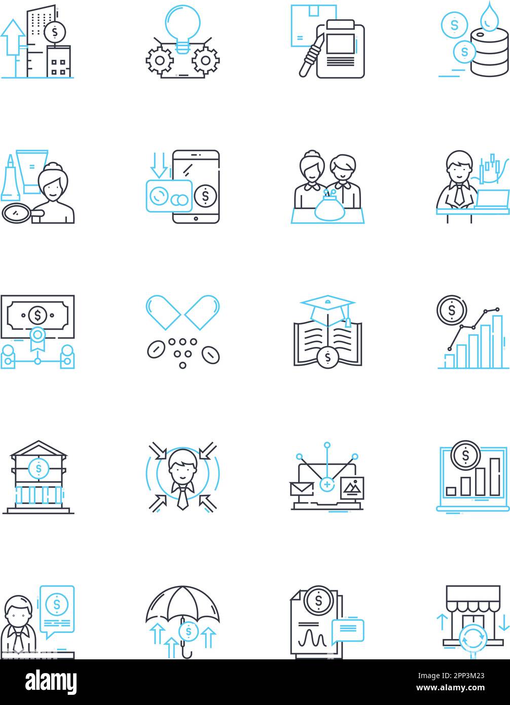 Capital allocation linear icons set. Efficiency, Budgeting, Analysis ...