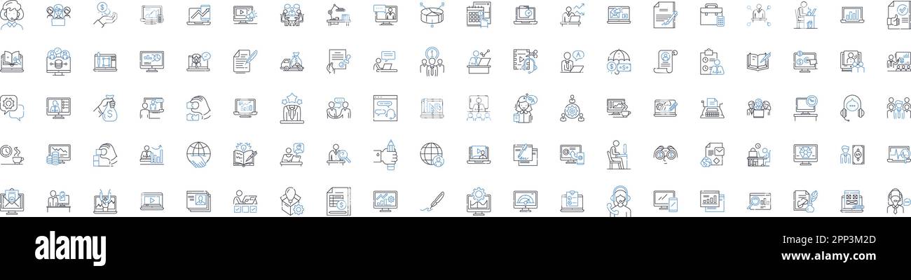 Strategy And Planning Line Icons Collection Blueprint Forecasting Analysis Roadmap Vision