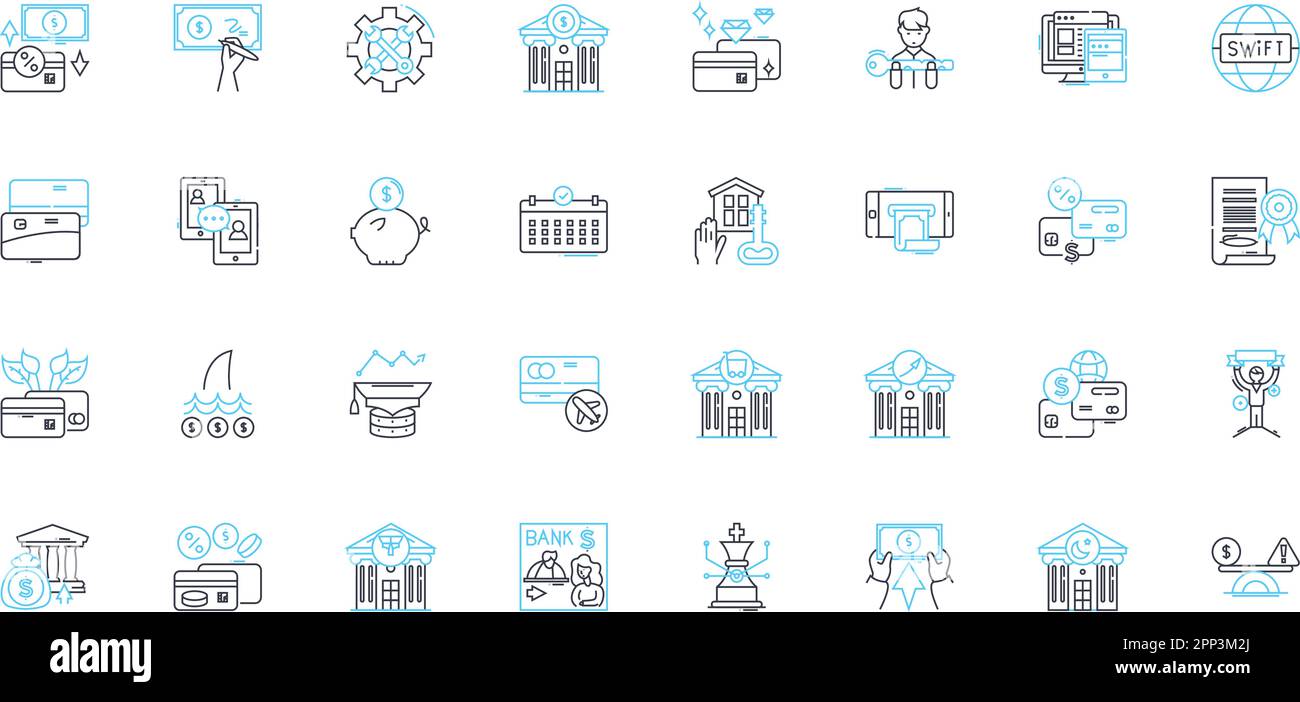 Investment strategy linear icons set. Diversification, Allocation, Risk ...