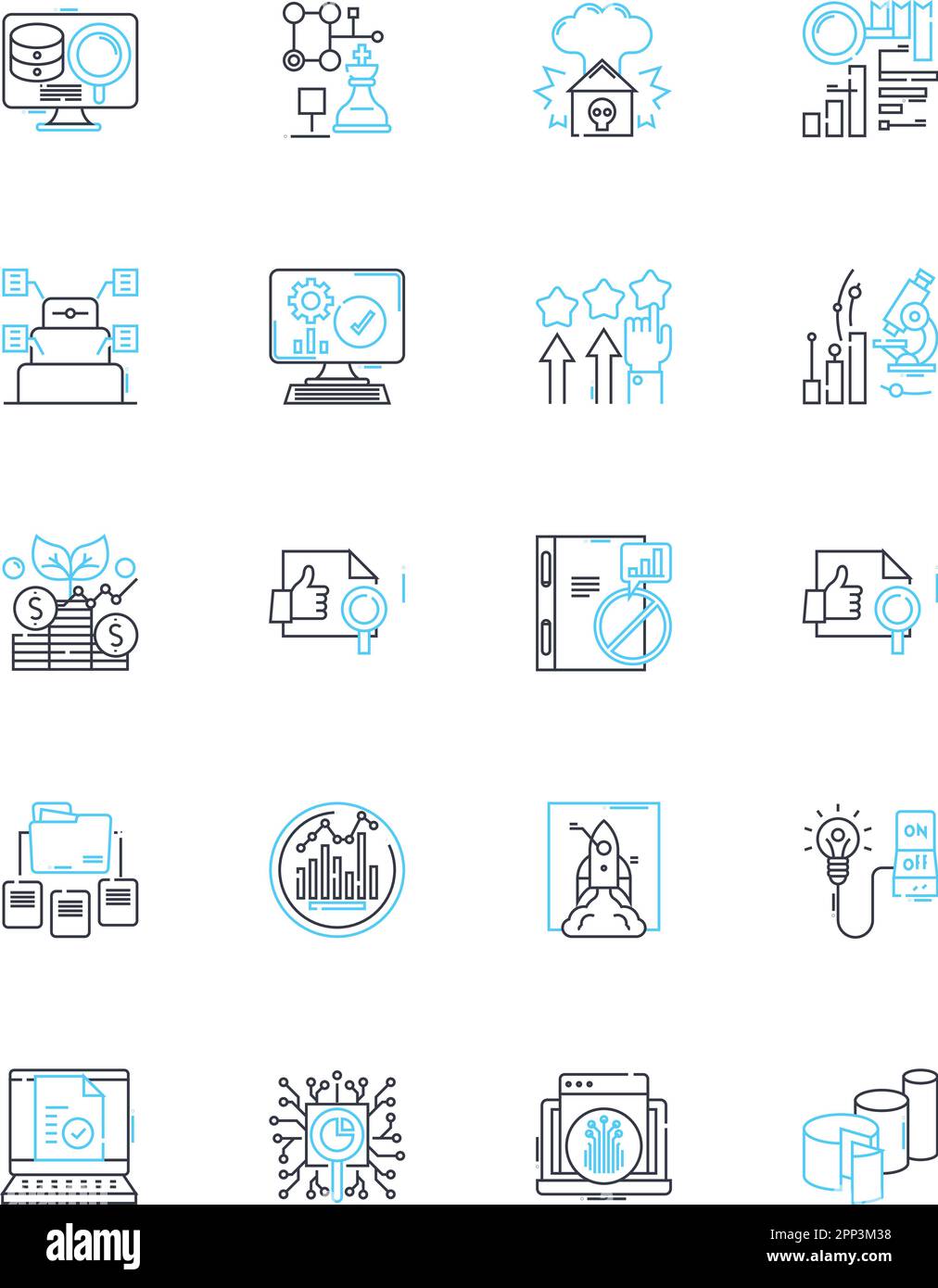 Strategic planning linear icons set. Innovation, Vision, Objectives ...