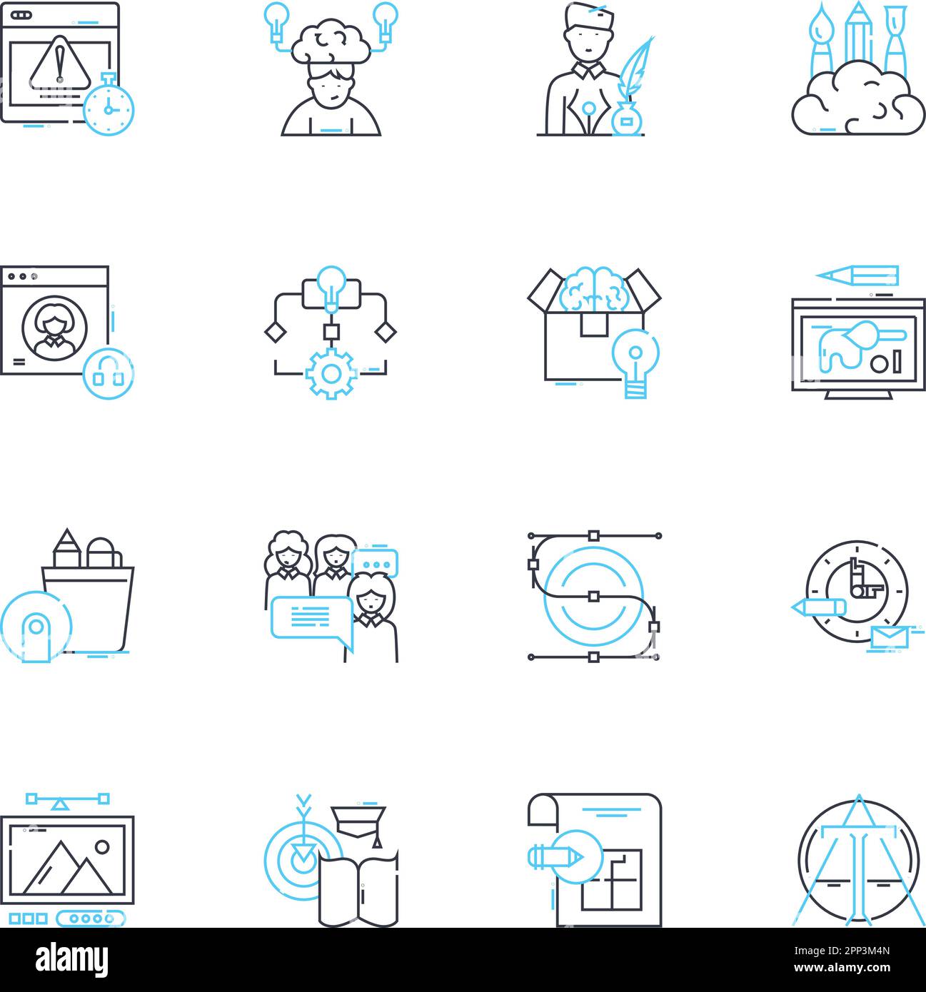 Original concept linear icons set. Innovation, Creativity, Uniqueness ...