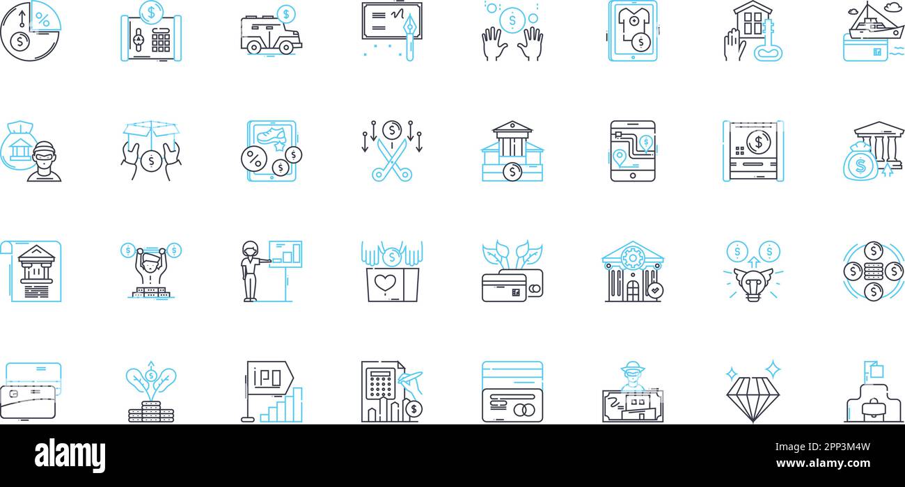 Investment firm linear icons set. Wealth, Securities, Portfolio, Bonds ...