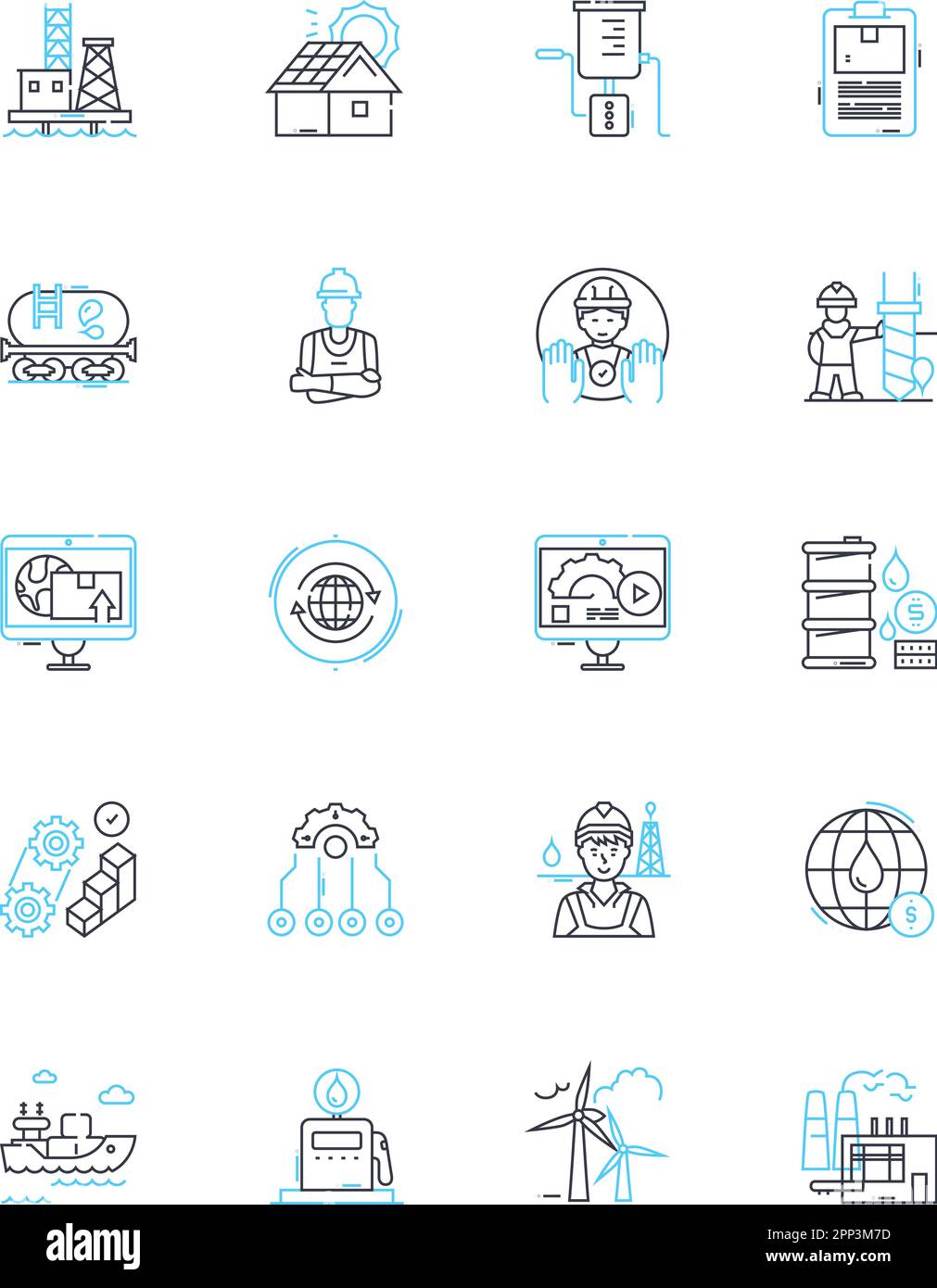 Production linear icons set. Manufacturing, Assembly, Fabrication ...