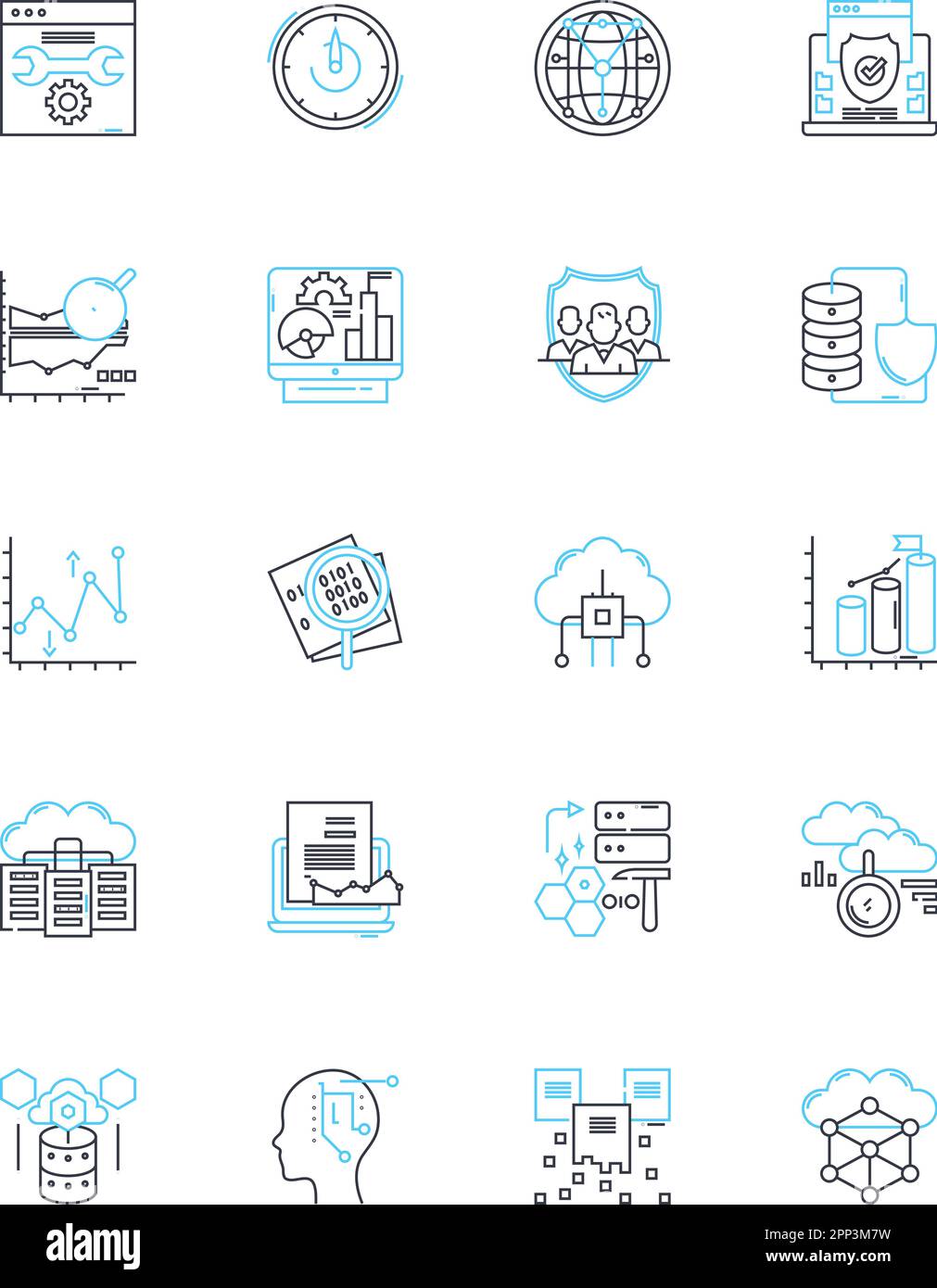 Online presence linear icons set. Visibility, Reputation, Branding ...