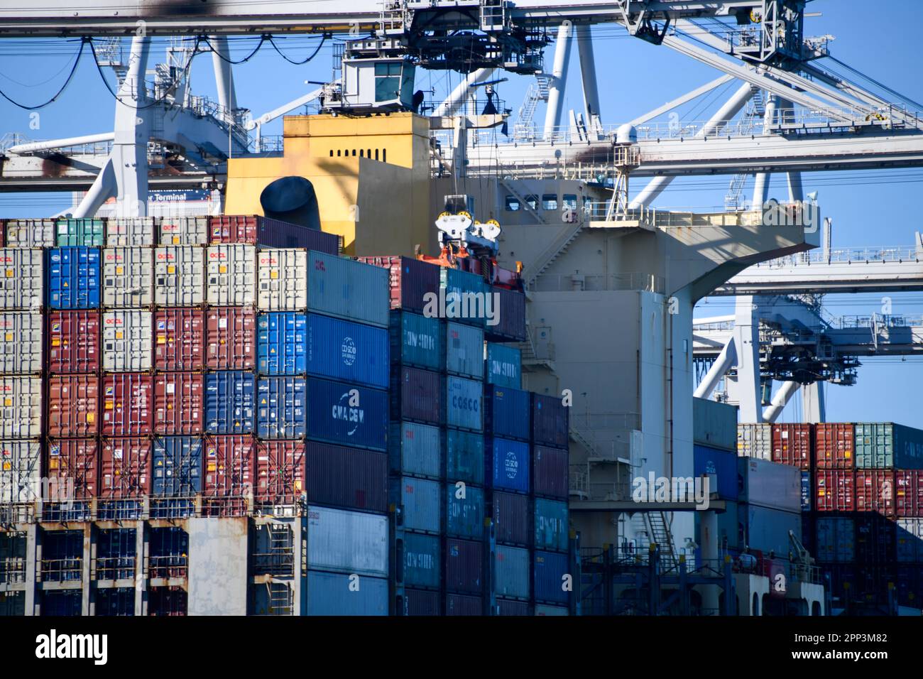 Container Ships Being Unloaded in Port Melbourne by Cranes, Port ...