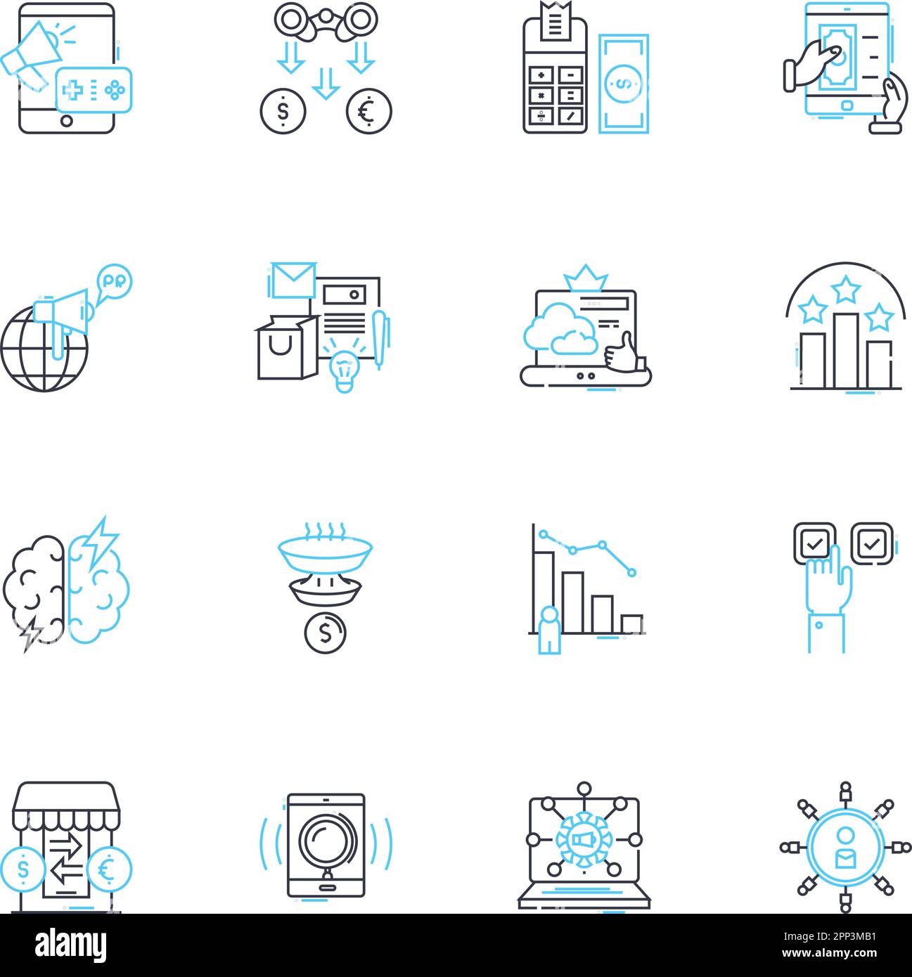 Cyber universe linear icons set. Virtuality, Netizens, Cyberspace ...