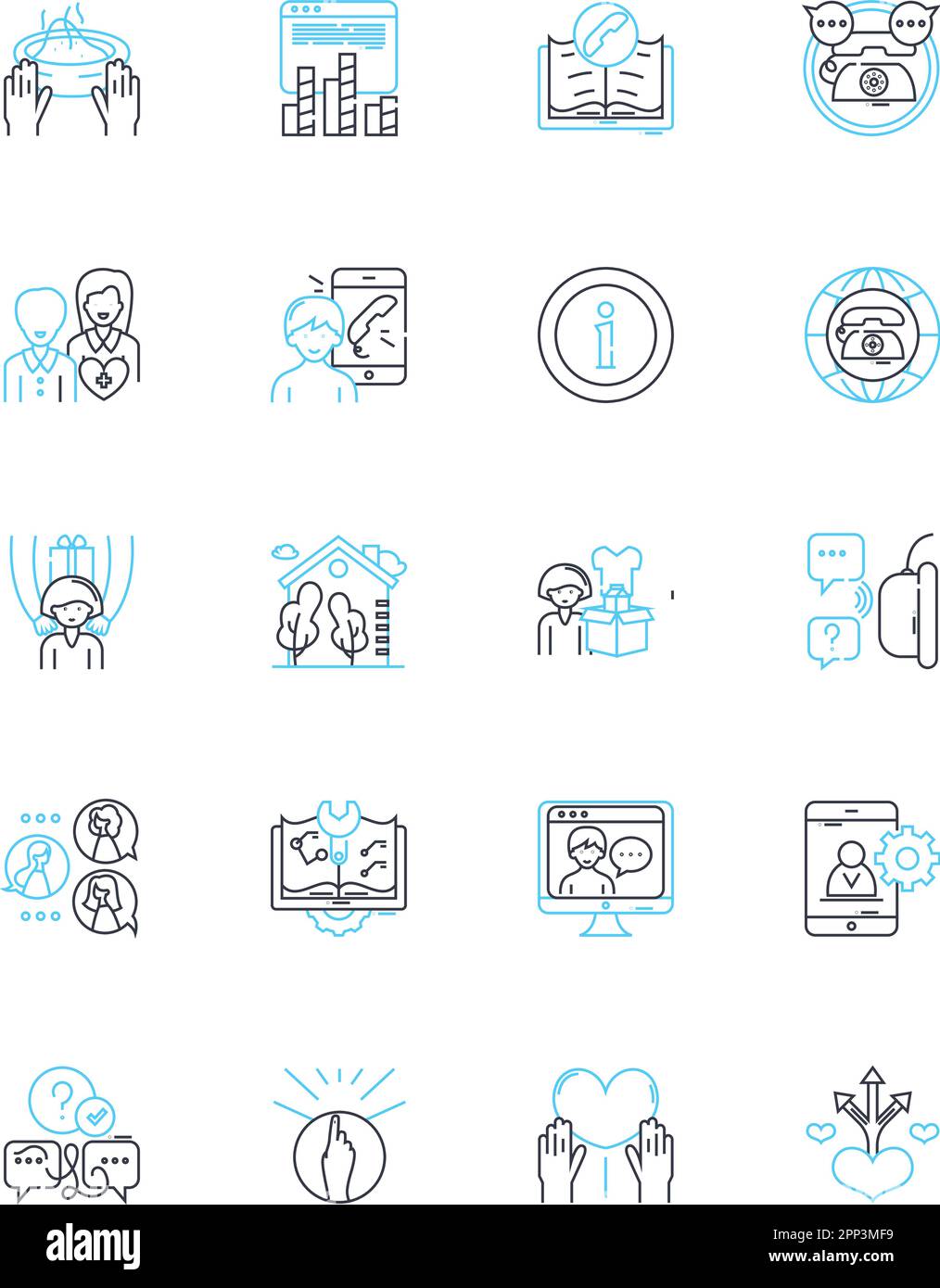 Work-Life linear icons set. Balance, Priorities, Stress, Productivity ...