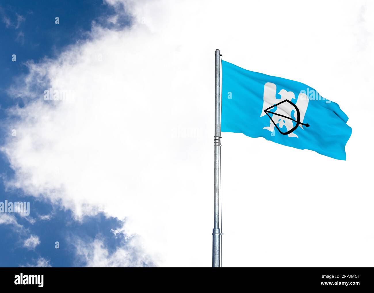 A digital illustration of a flag of the Seljuk Empire waving against a ...