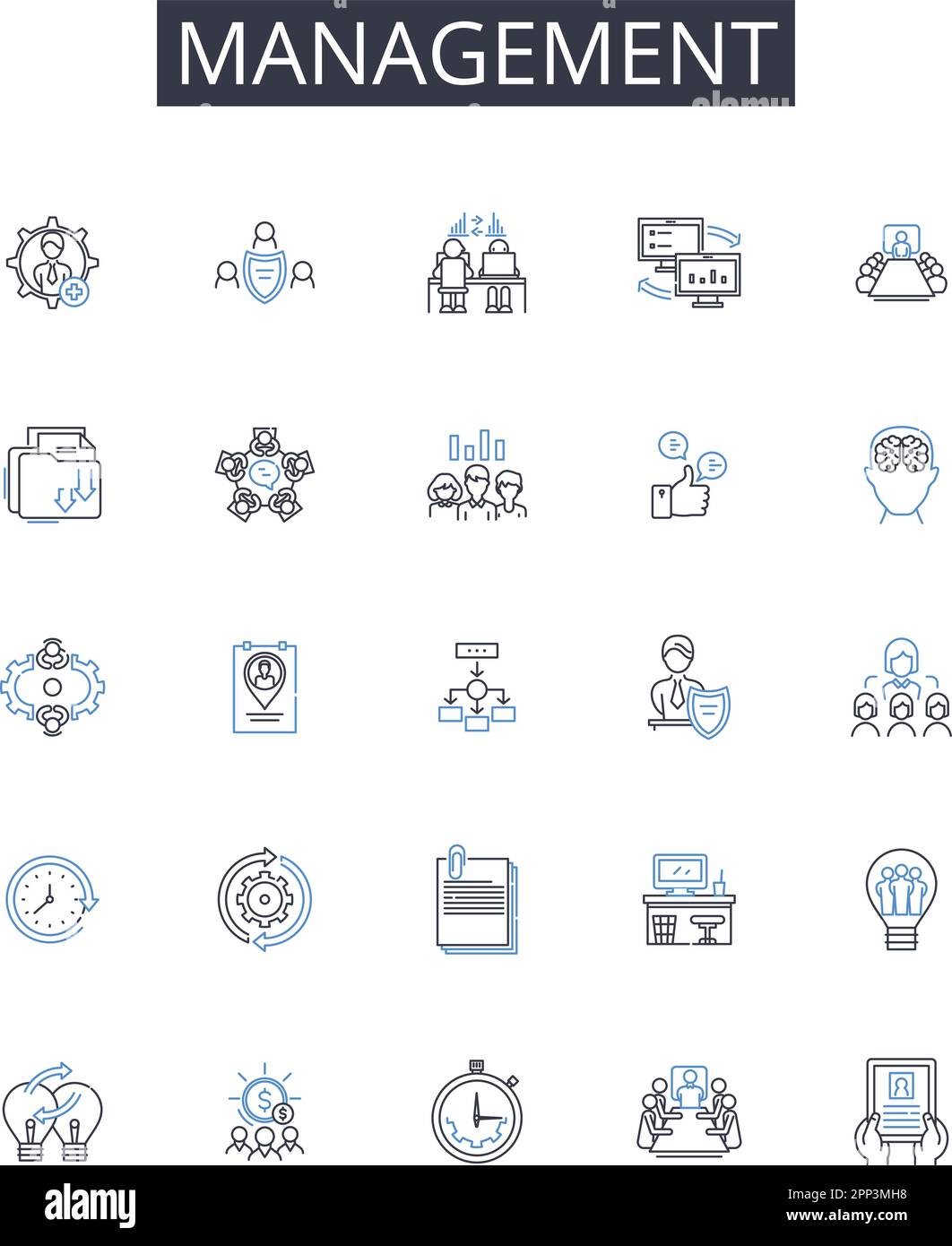 Management Line Icons Collection Administration Control Supervision