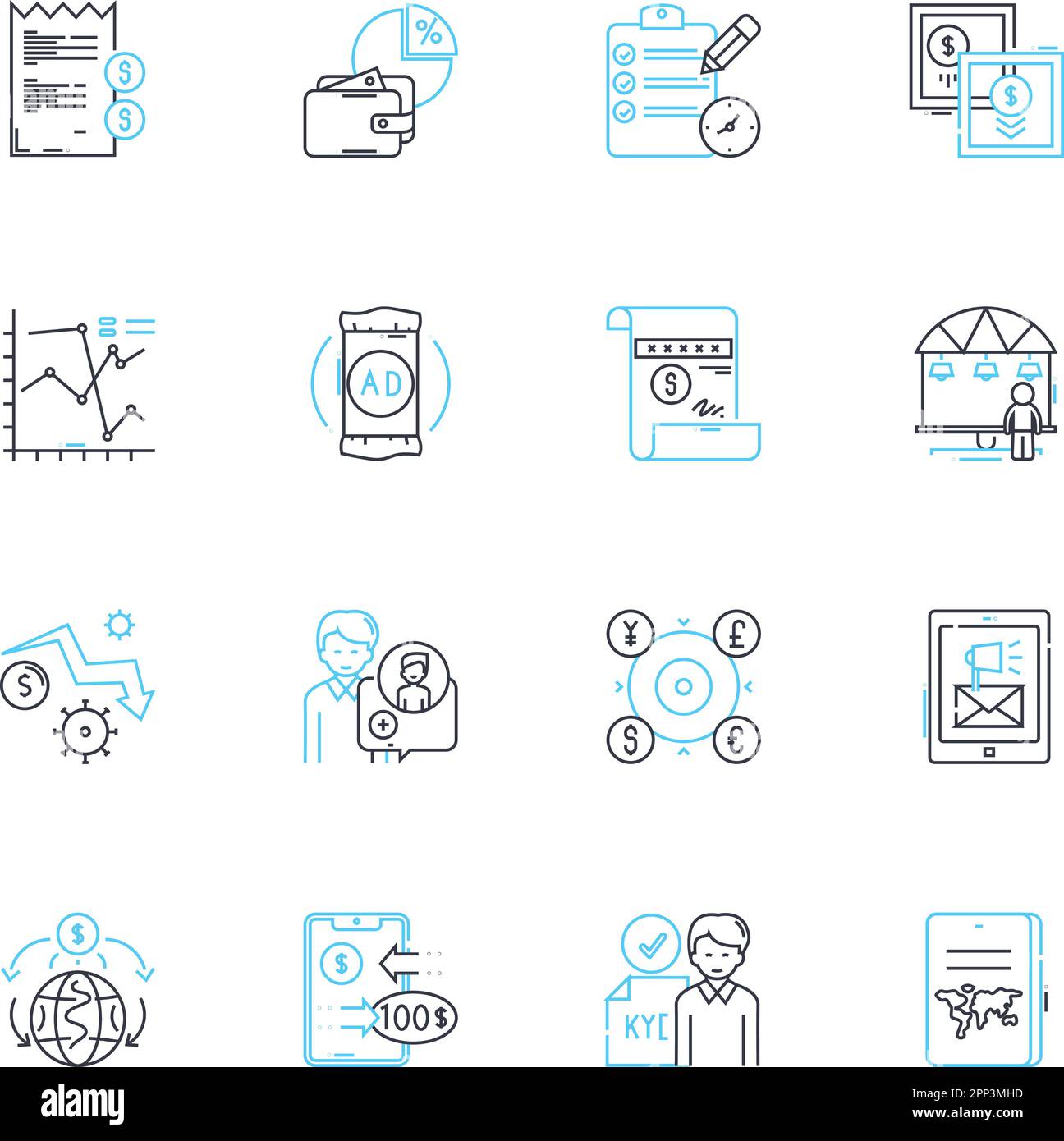Price - Expense linear icons set. Cost, Budget, Investment, Outlay ...